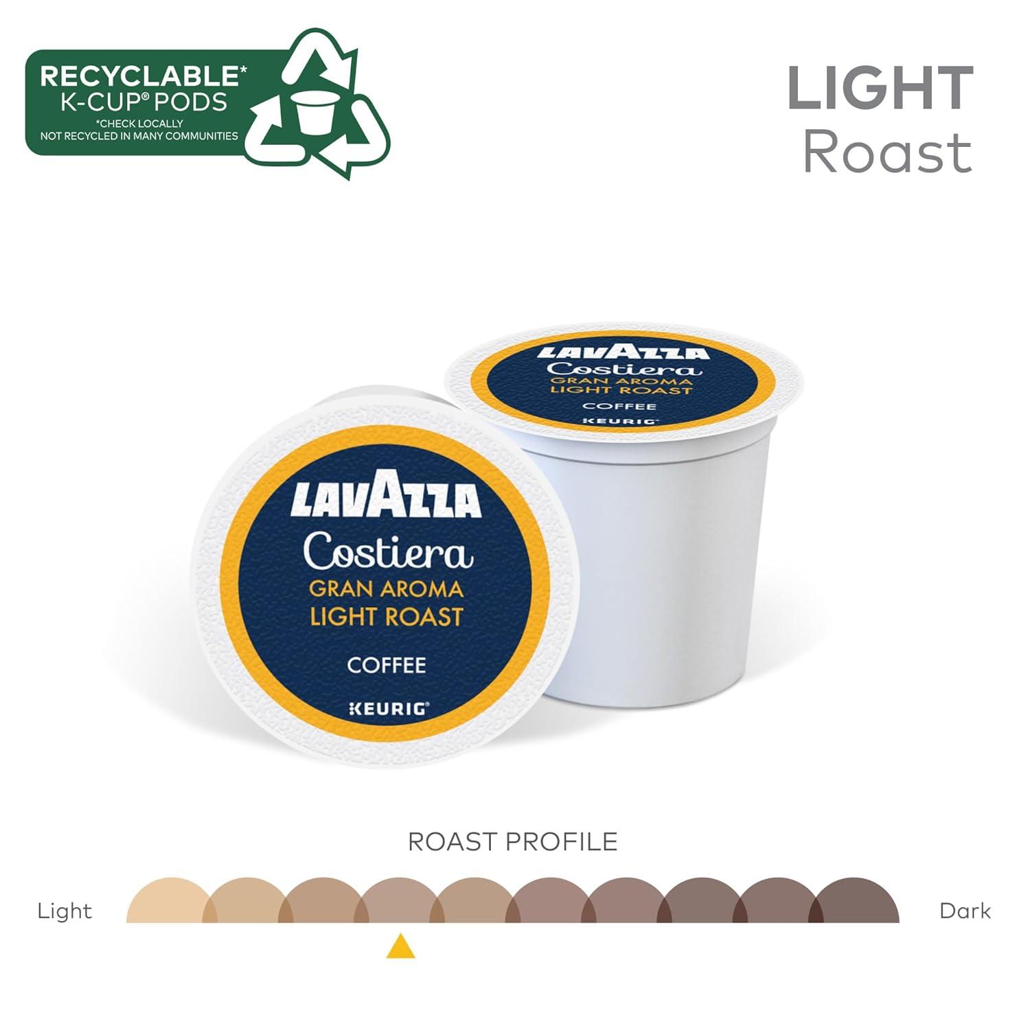 Lavazza Costiera Gran Aroma, Single-Serve Keurig K-Cup Pods, Light Roast Coffee, 60-Count Box (6 ...